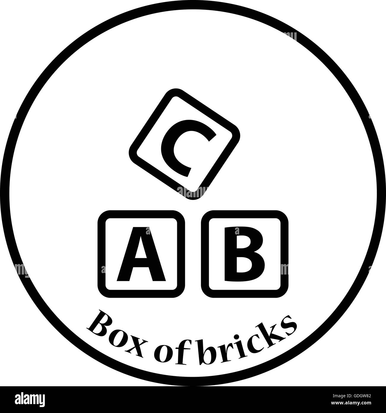 Box of bricks icon. Thin circle design. Vector illustration Stock ...