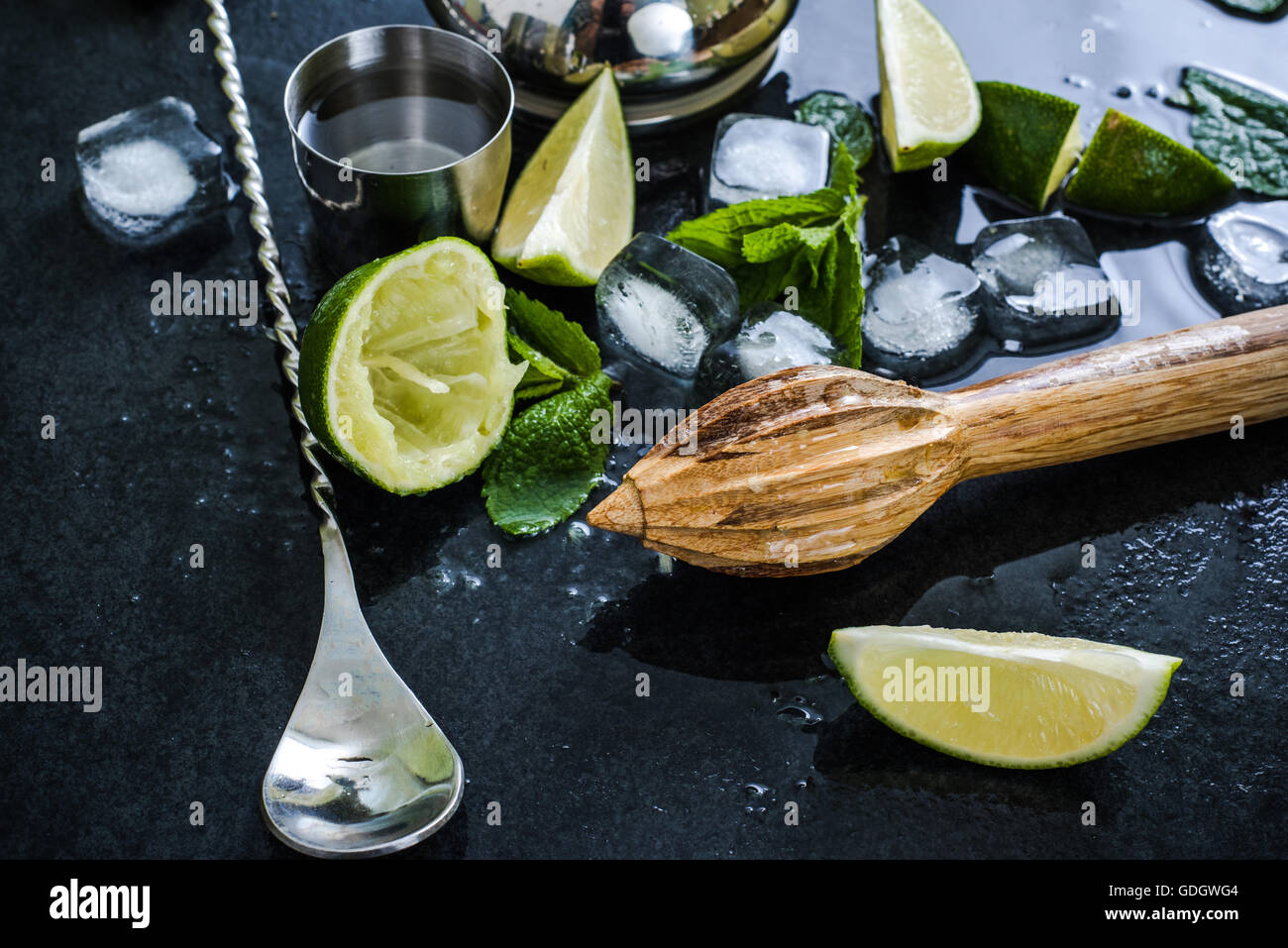 refreshing tropical cocktail ingredients Stock Photo - Alamy