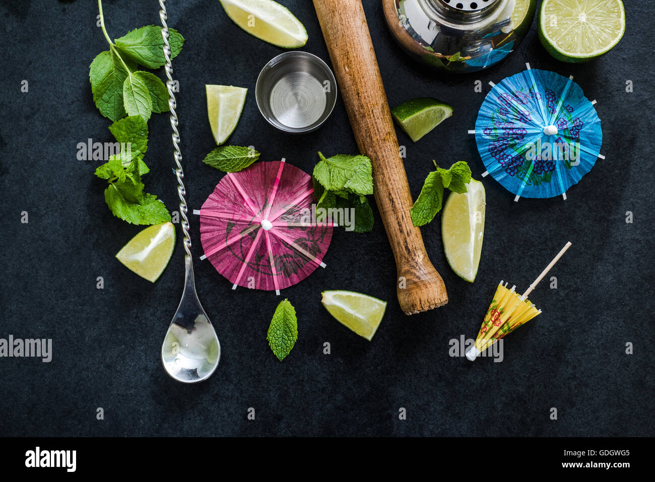 refreshing tropical cocktail ingredients Stock Photo - Alamy