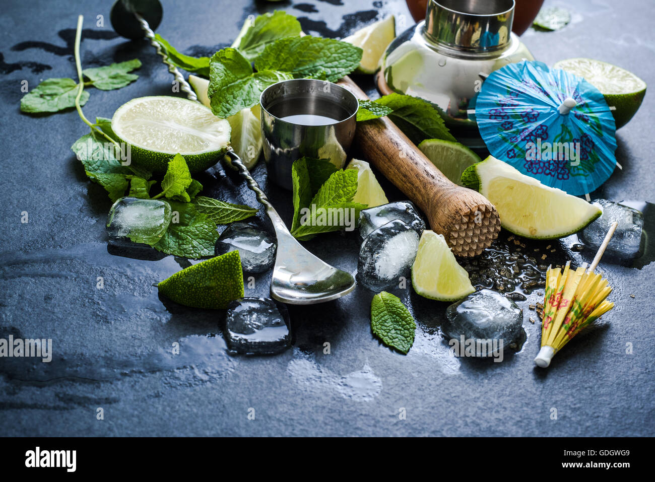 exotic and refreshing tropical cocktail ingredients Stock Photo - Alamy