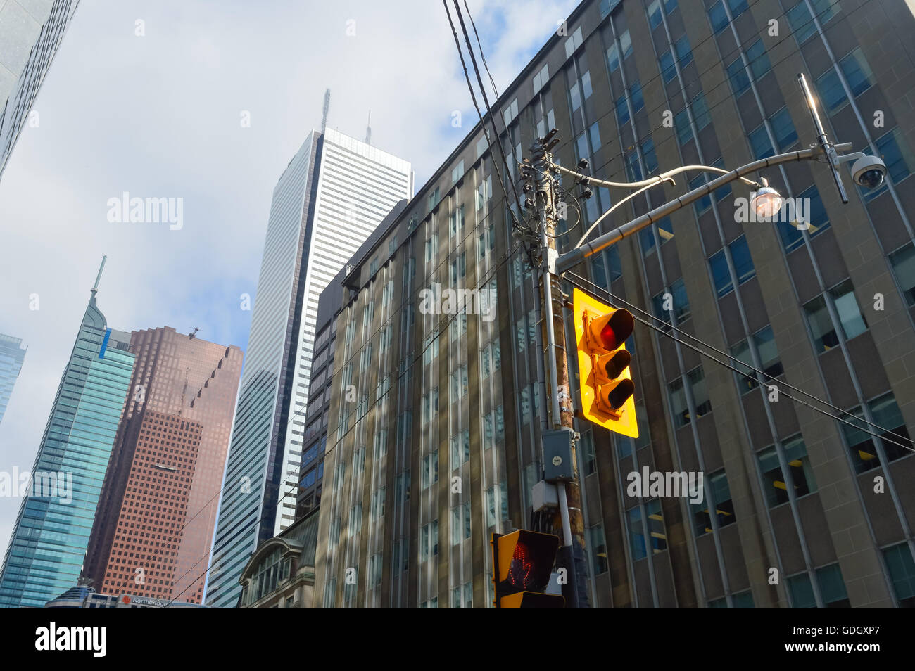 Toronto, Canada - September 24, 2015: Red color on the traffic light in ...