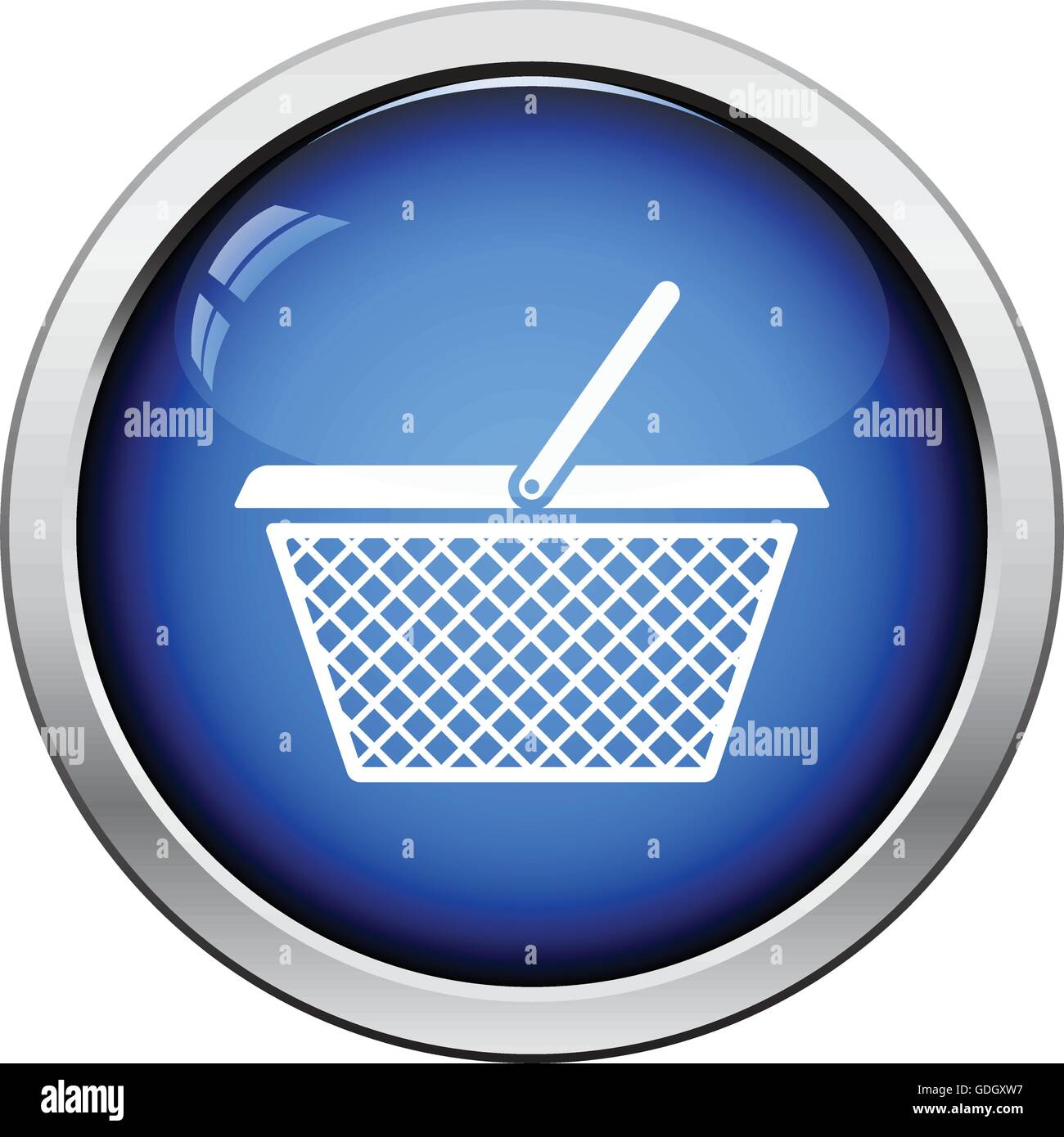 Shopping basket icon. Glossy button design. Vector illustration Stock ...