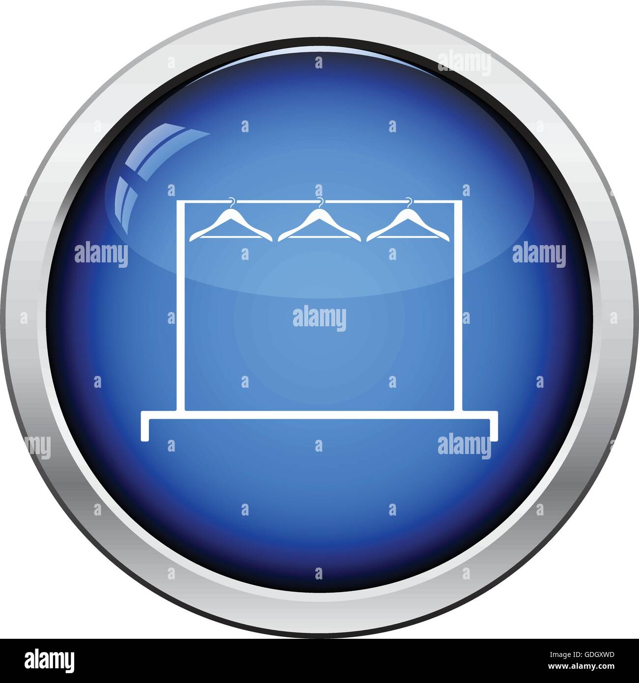 Clothing rail with hangers icon. Glossy button design. Vector ...