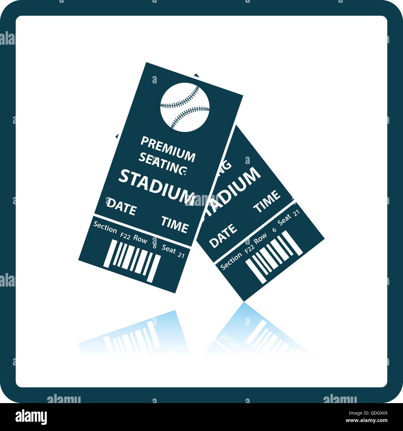 Baseball tickets icon. Shadow reflection design. Vector illustration ...