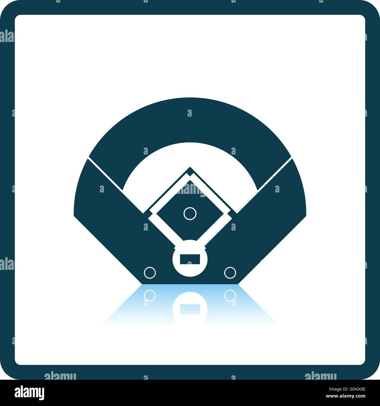 Baseball field aerial view icon. Shadow reflection design. Vector ...
