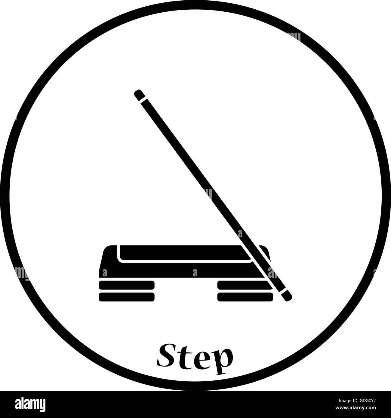 Icon of Step board and stick . Thin circle design. Vector illustration ...