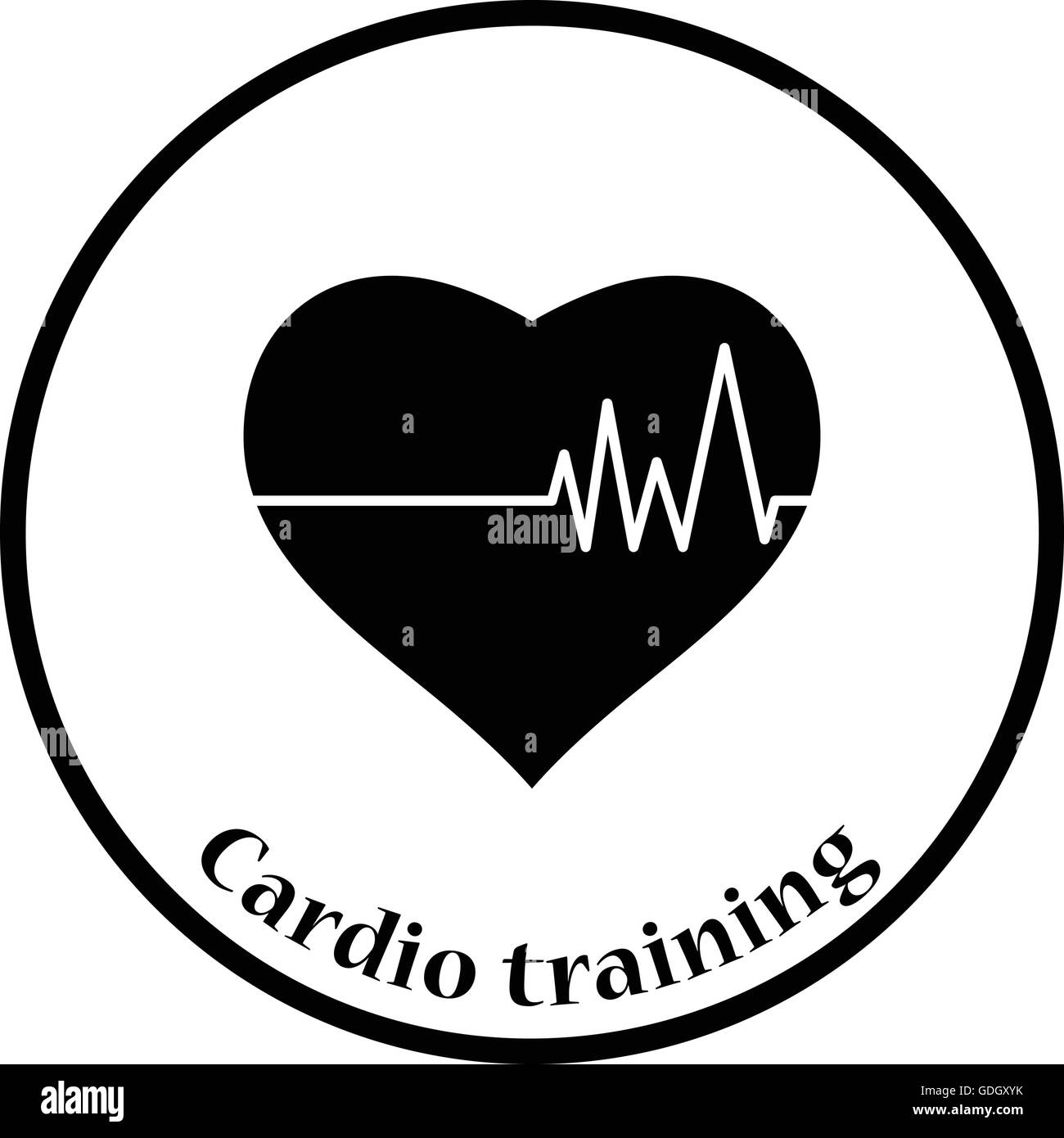 Icon of Heart with cardio diagram. Thin circle design. Vector ...
