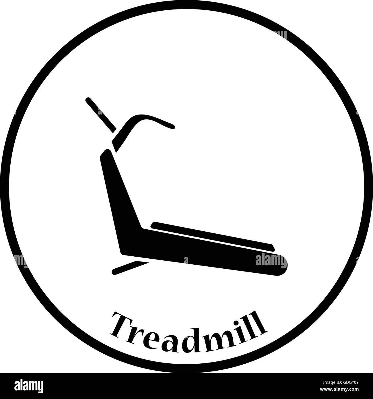 Treadmill icon. Thin circle design. Vector illustration Stock Vector ...