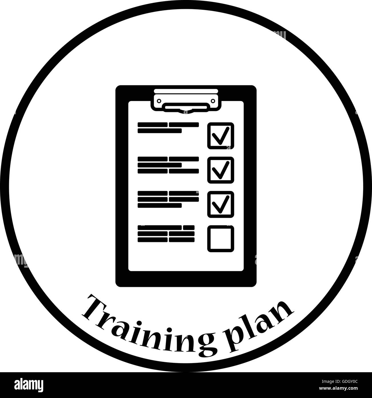 Training plan tablet icon. Thin circle design. Vector illustration ...