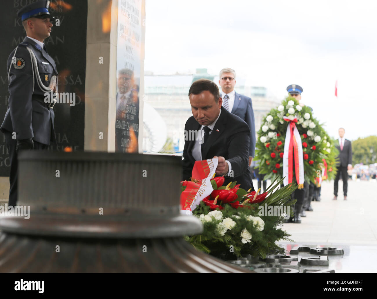 Polish President Andrzej Duda lays a wreath in front of the tomb of the ...