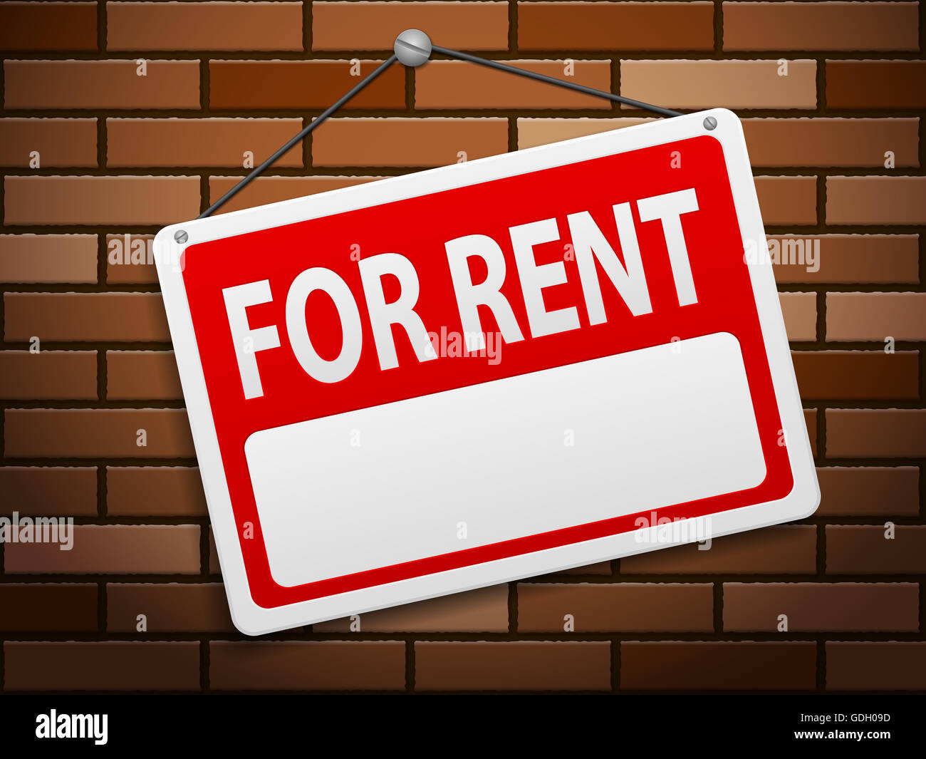 For rent sign board on brick background Stock Photo - Alamy