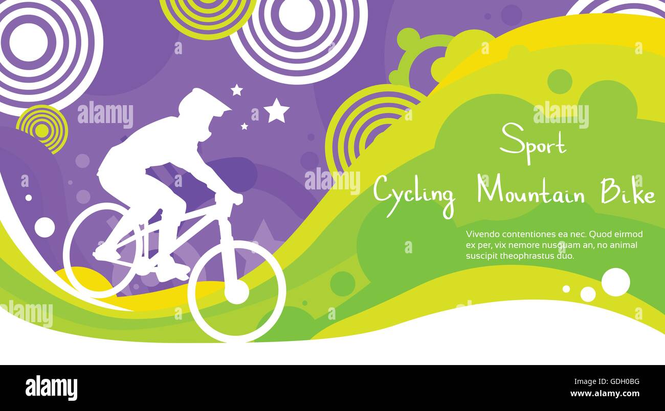 Cycling Athlete Mountain Bike Sport Competition Colorful Banner Stock ...