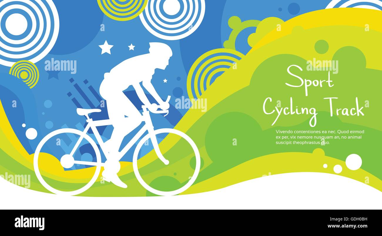 Cycling Track Athlete Sport Competition Colorful Banner Stock Vector ...