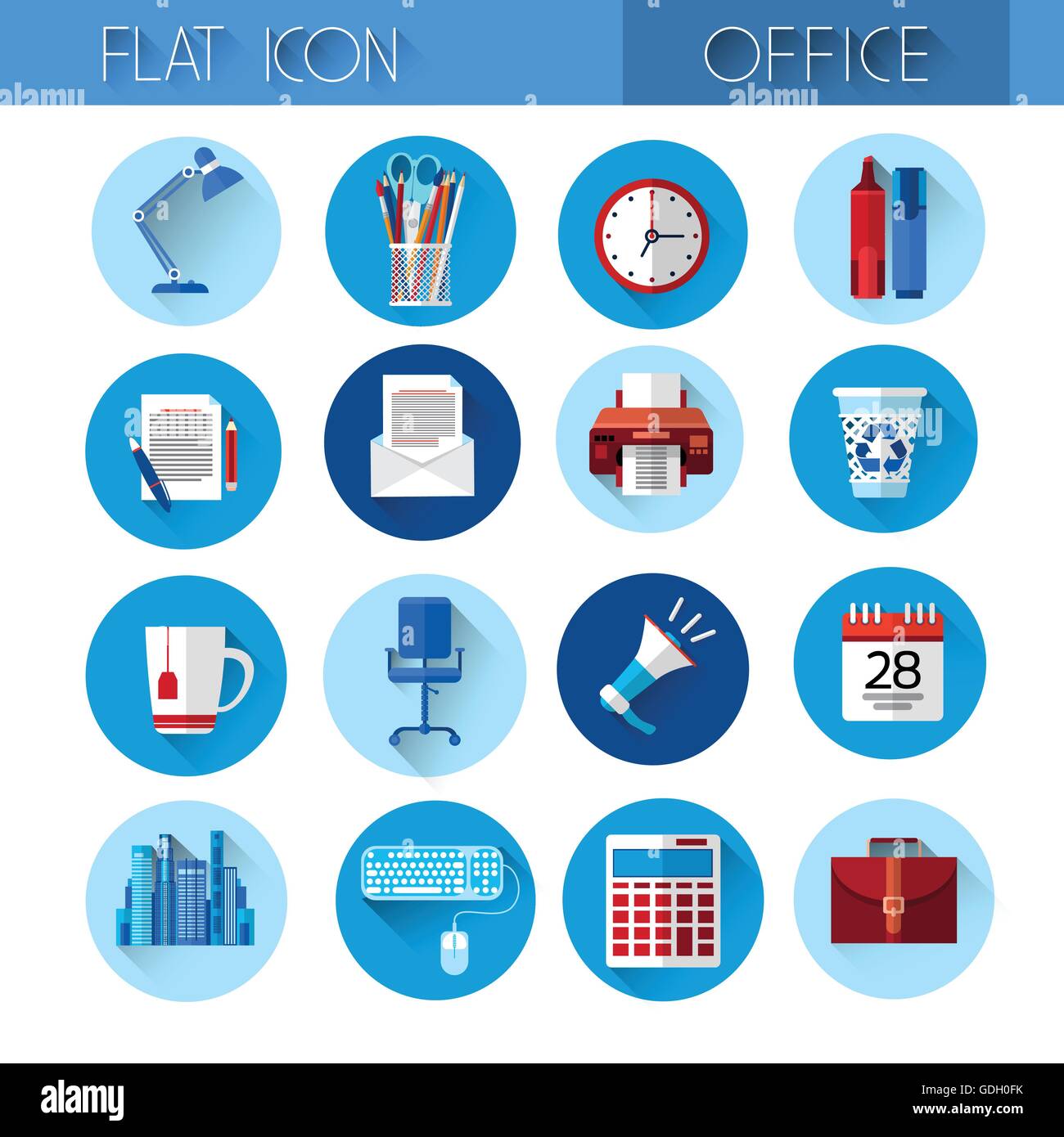Colorful Office Set Icon Collection Stock Vector Image & Art - Alamy
