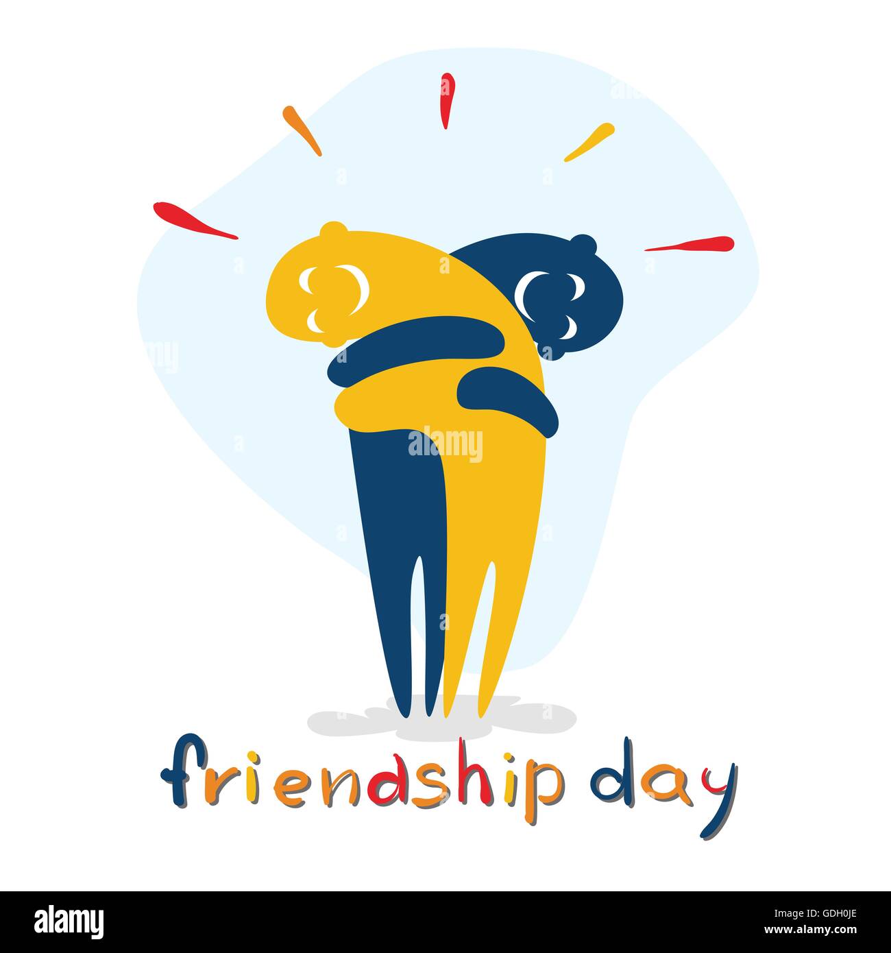 Friendship Day Cartoon Characters Embrace Friend Holiday Stock Vector ...