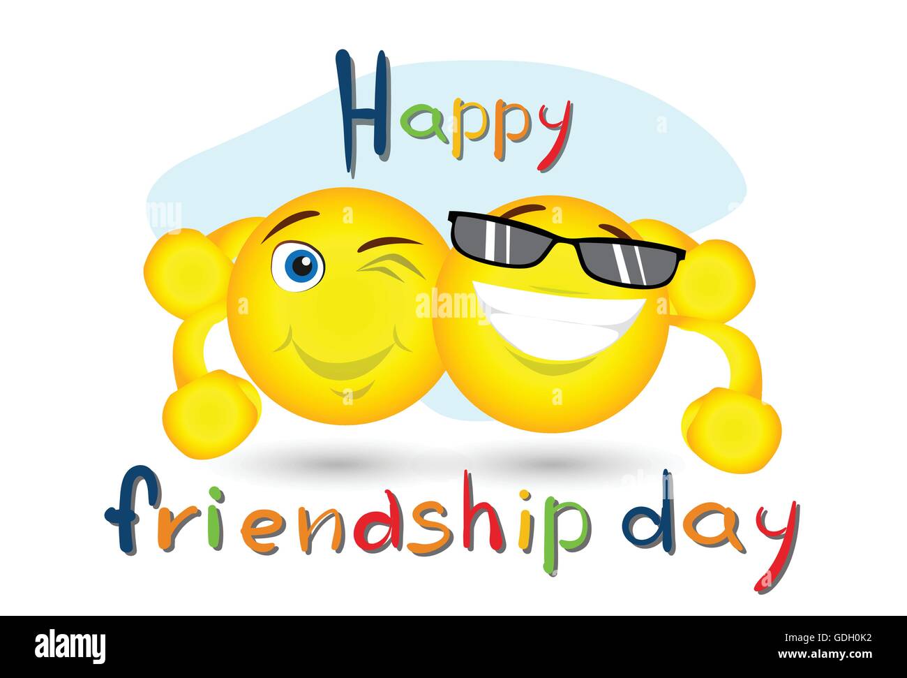 Friendship Day Cartoon Smile Characters Embrace Friend Holiday Stock ...