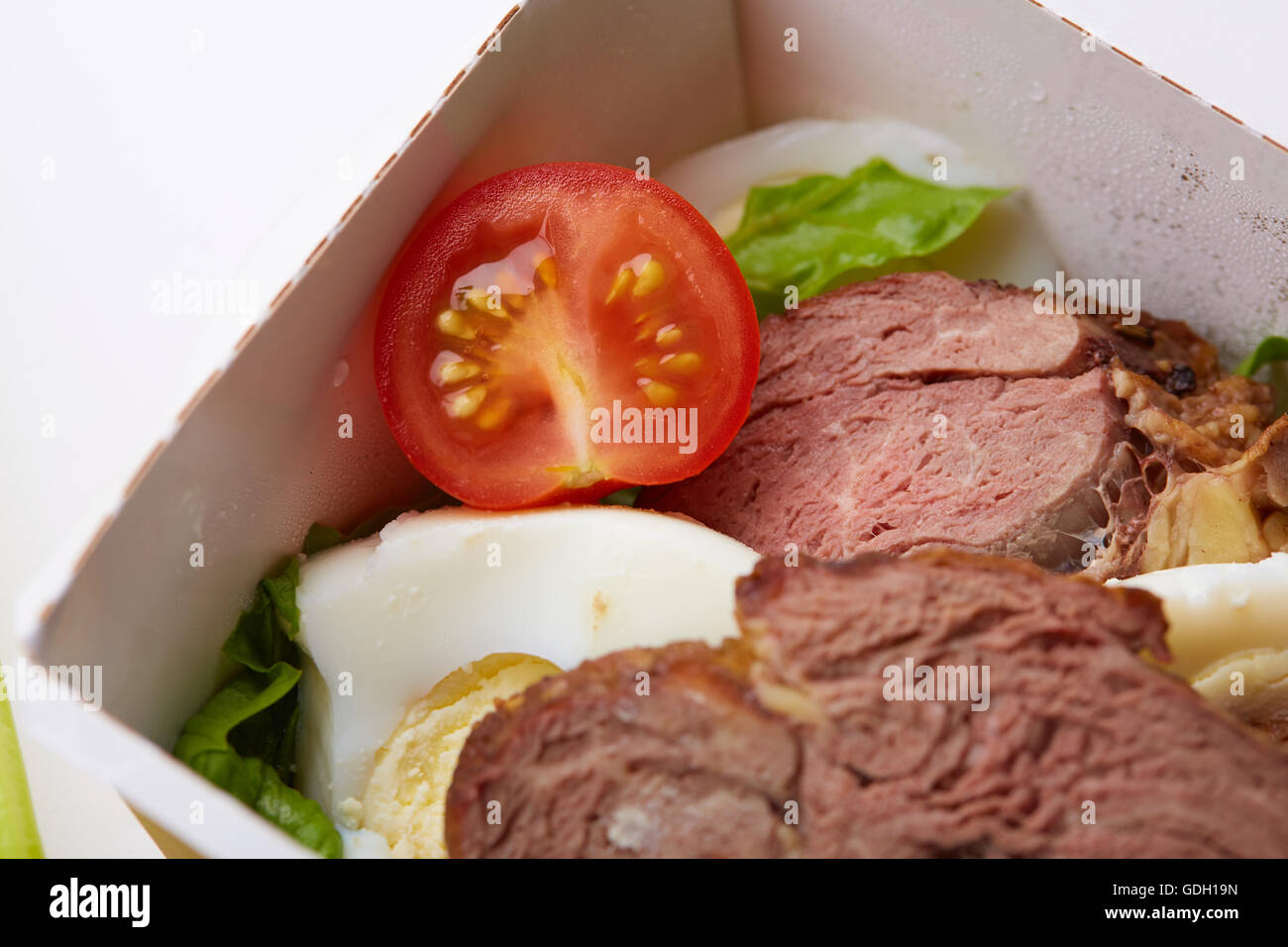 healthy food egg boiled meat and fresh vegetables herbs Stock Photo - Alamy