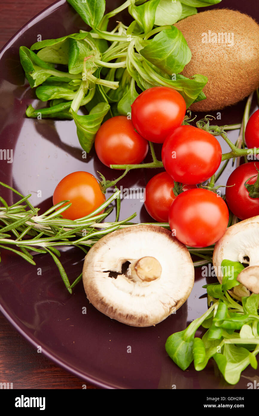 healthy eating fresh vegetables and fruits mushrooms Stock Photo - Alamy
