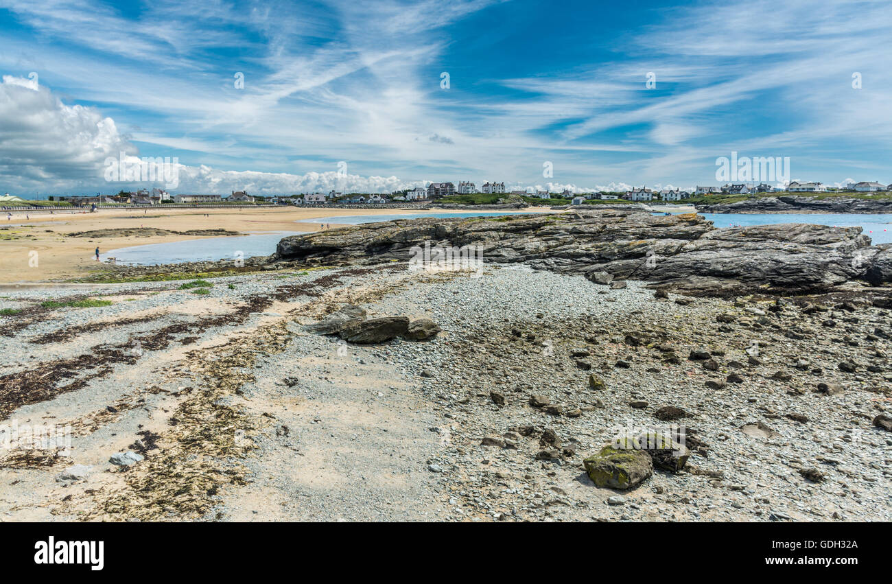 View of beach at Trearddur Bay on Anglesey Stock Photo - Alamy