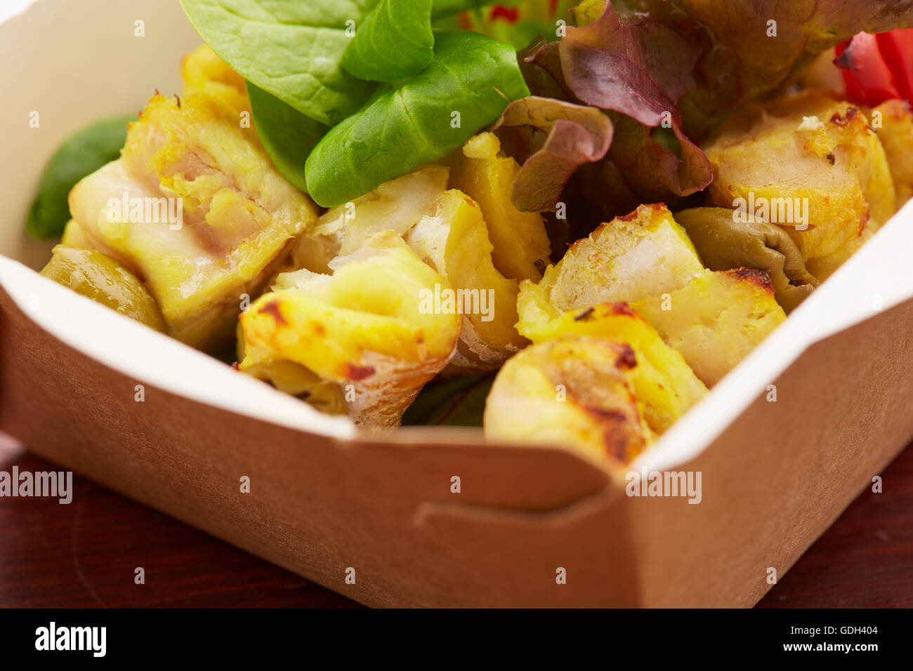 delicious breakfast with fish, cherry tomatoes and herbs Stock Photo ...