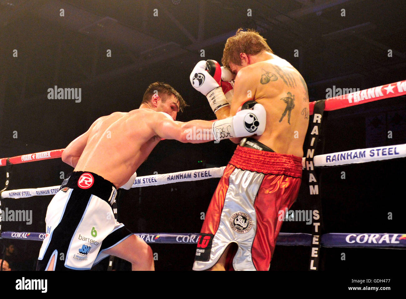 Tommy Langford (left) in action against Timo Laine during their WBO ...