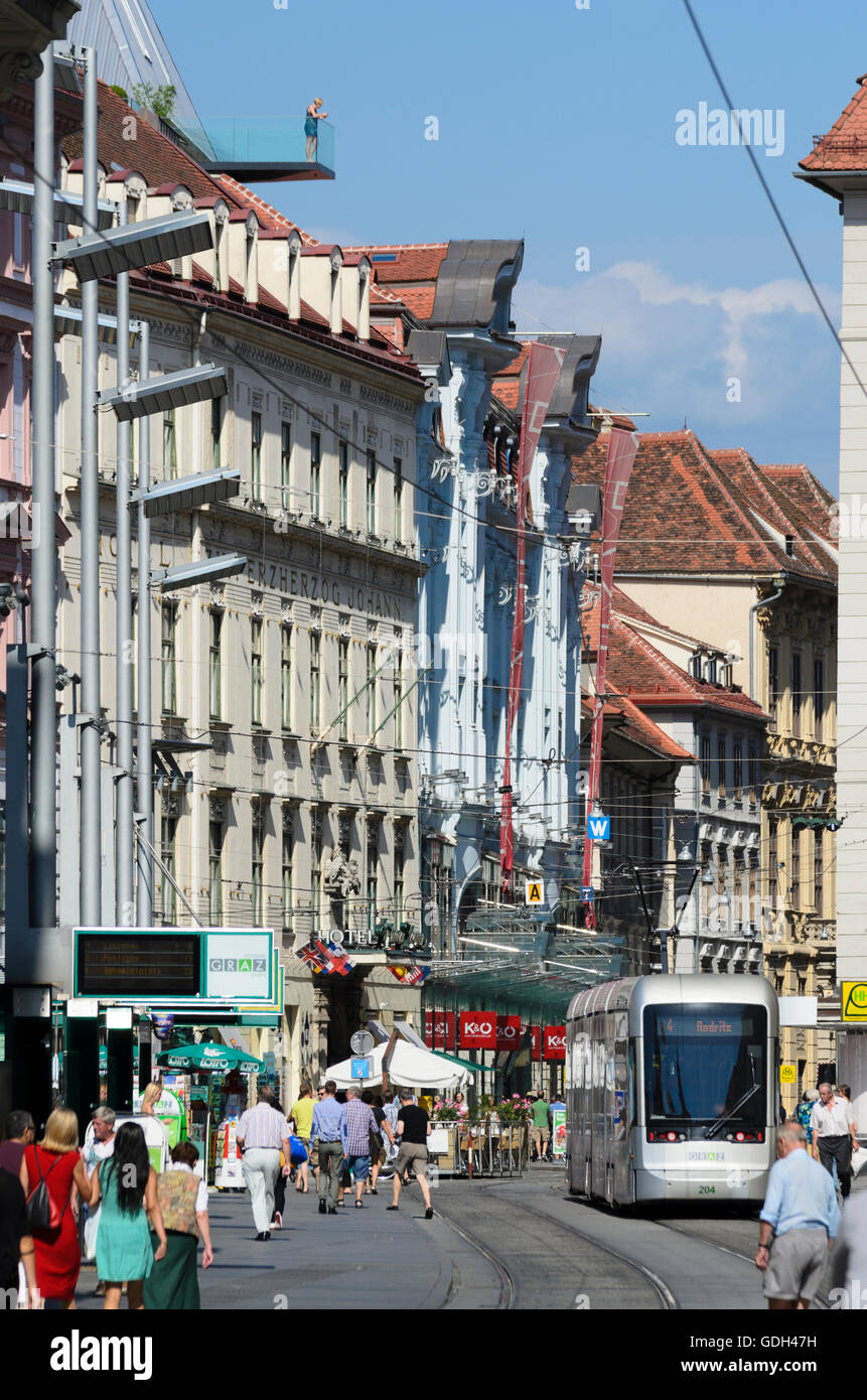 Graz: street Sackstraße, view to department store Kastner & Öhler ...