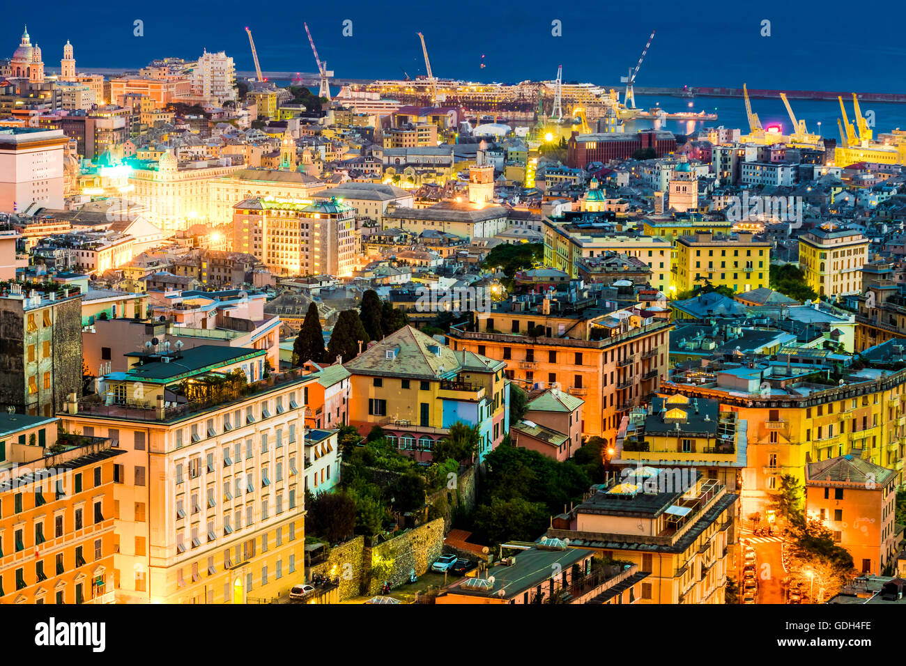 Genoa night view hi-res stock photography and images - Alamy