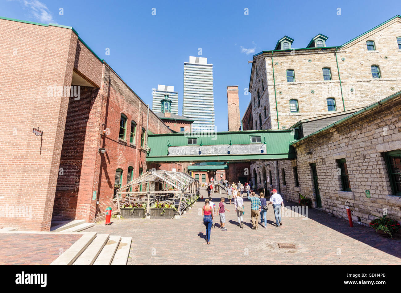 TORONTO, CANADA - JULY 1, 2016: Distillery District (former Gooderham ...