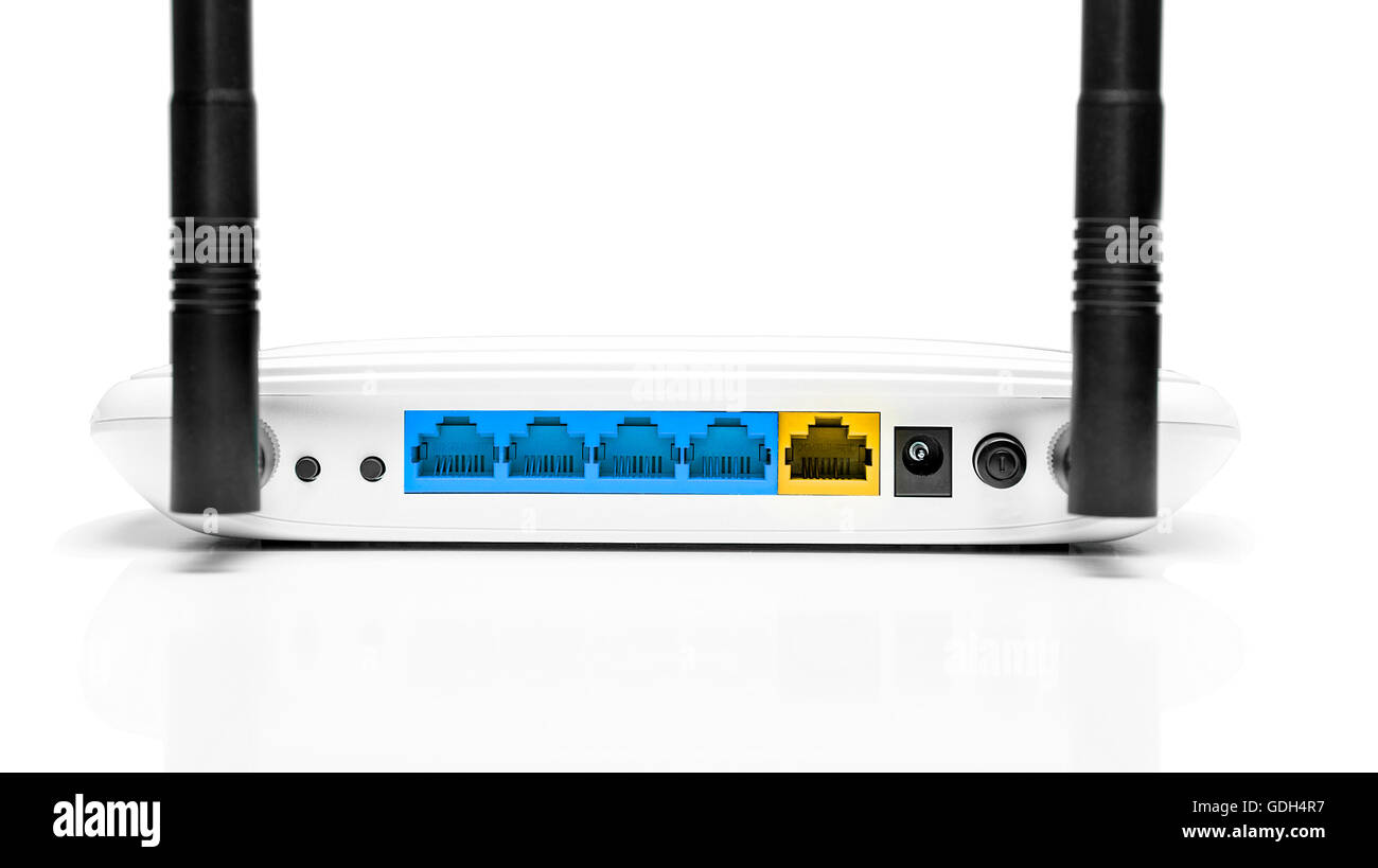 White router isolated on a white background Stock Photo - Alamy