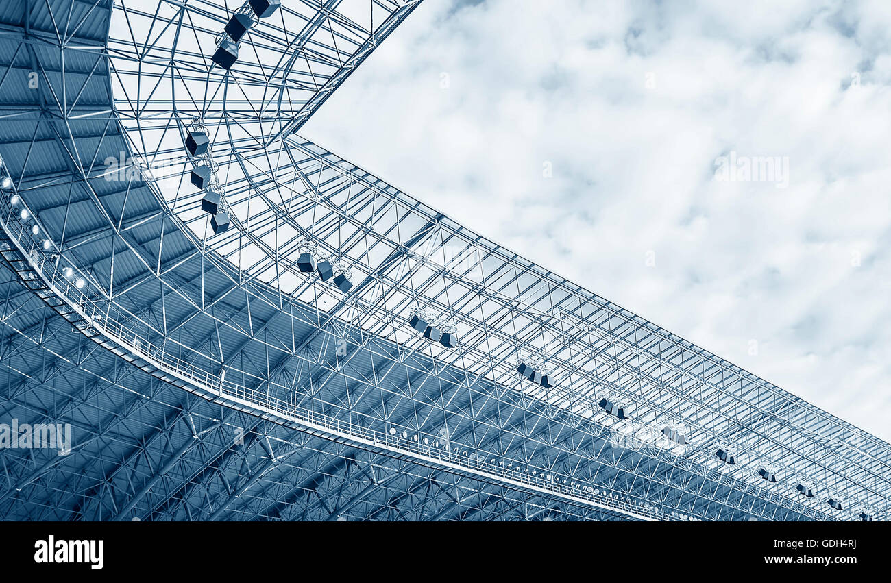 Elements of the stadium construction. Construction of the stadium roof ...