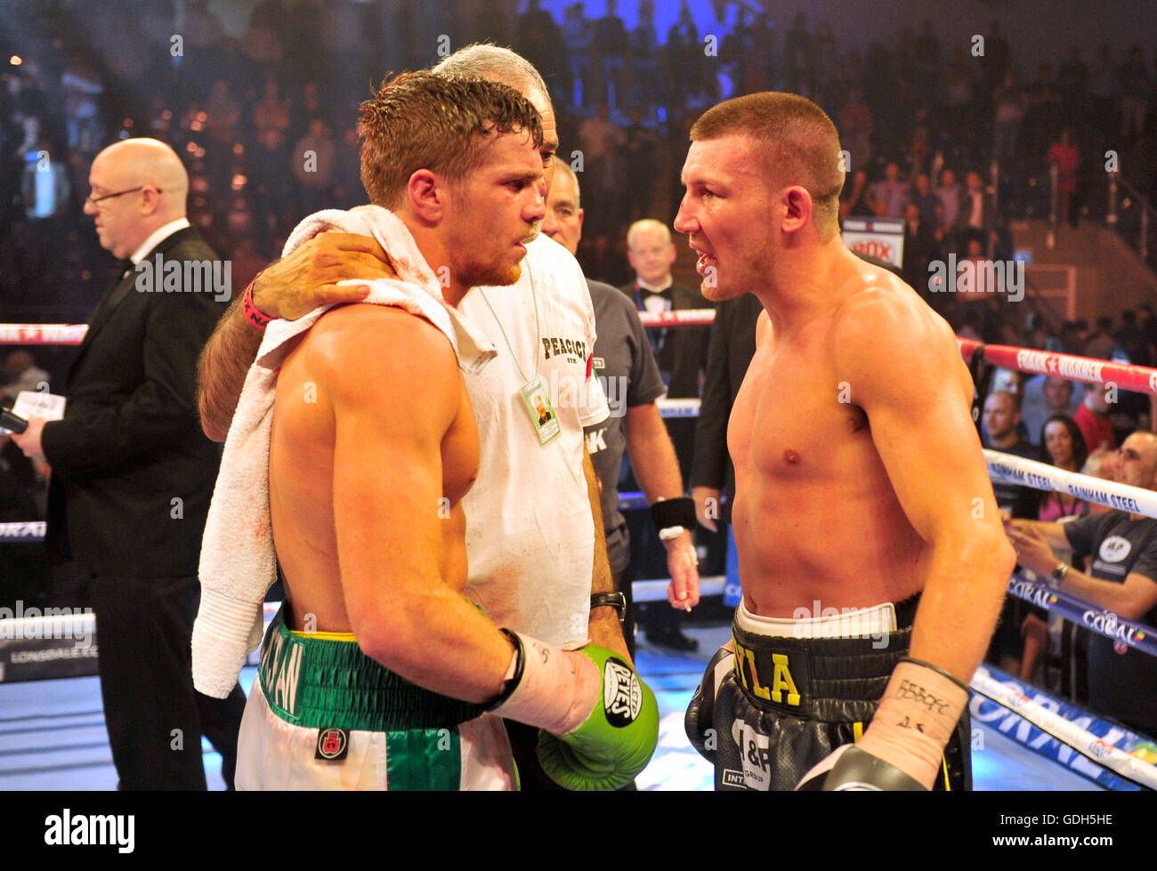 Liam Williams and Gary Corcoran exchange words after their British ...