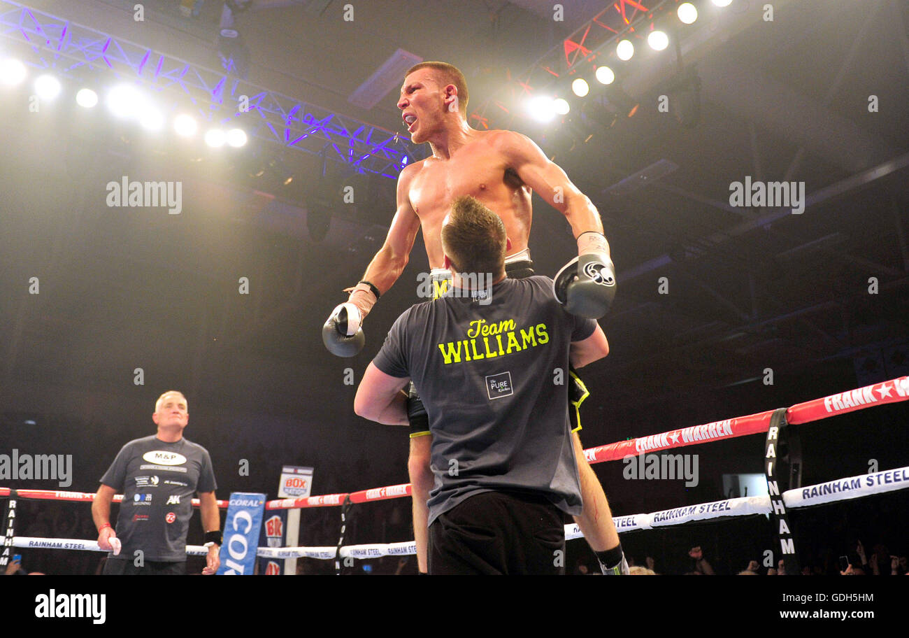 Liam Williams celebrates beating Gary Corcoran during their British ...