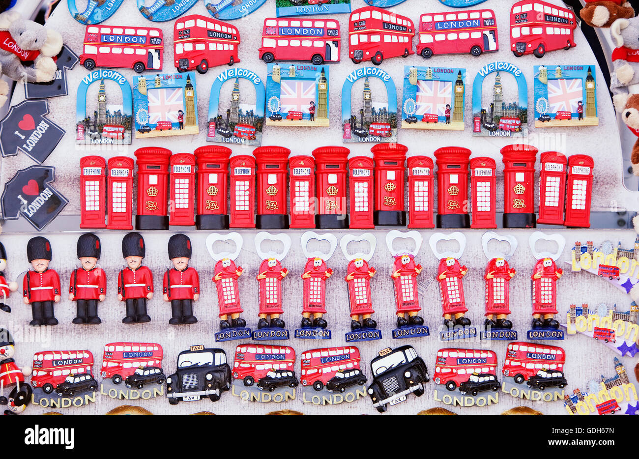 Tourist souvenirs on souvenir stand in London, Great Britain, United ...