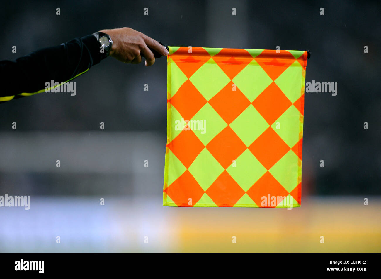 The referees assistant signals offside hi-res stock photography and ...