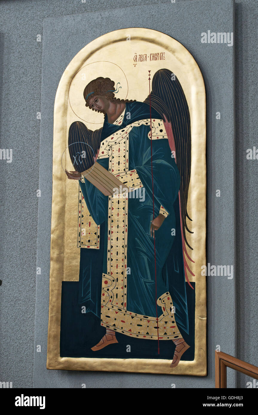 Reykjavik, Iceland: golden icon inside the Hallgrimskirkja, the Luteran ...