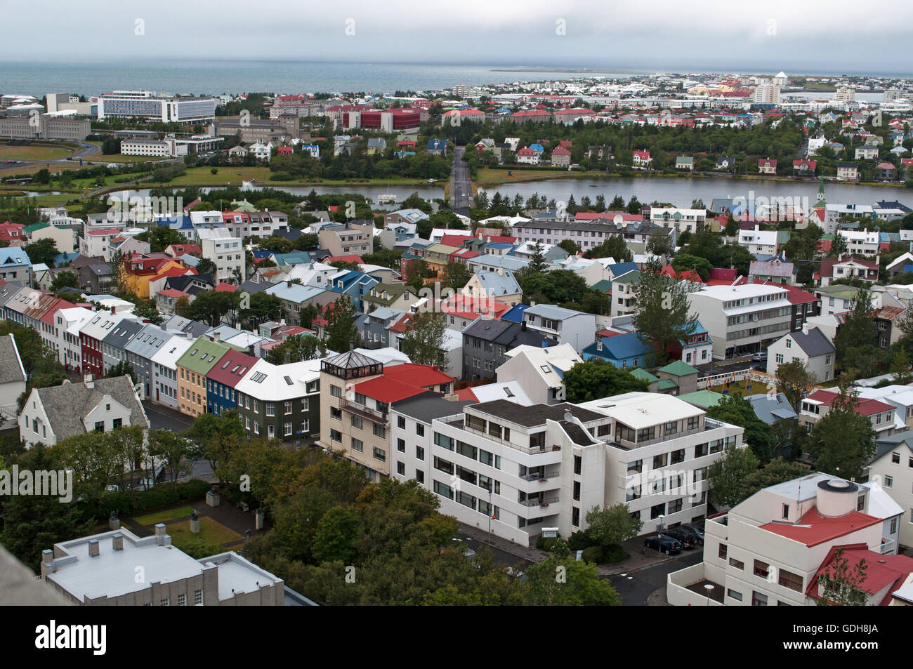 Iceland: skyline of Reykjavik, the capital and largest city of the ...
