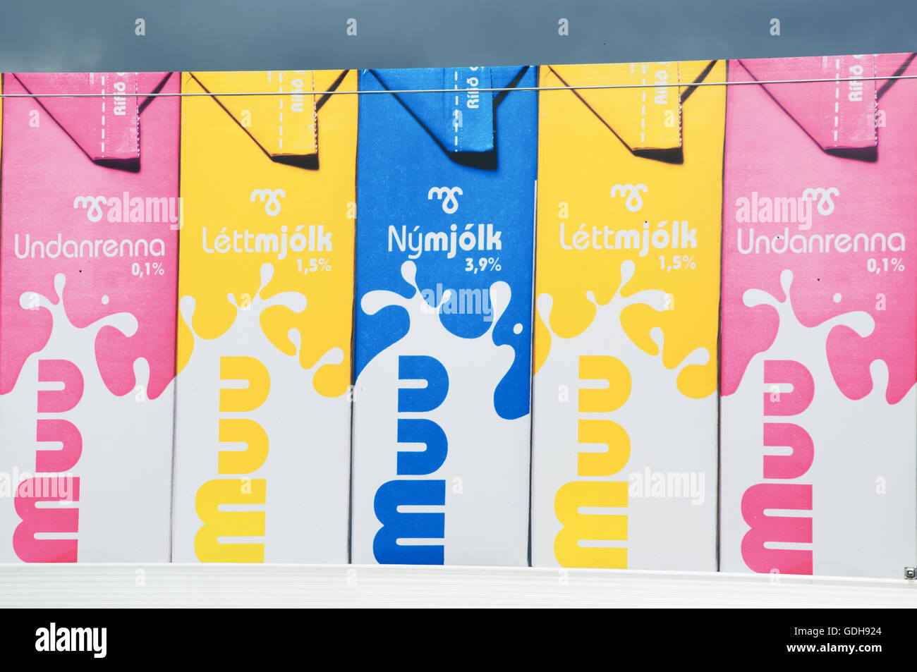 Iceland: details of a truck painted with milk cartons Stock Photo - Alamy