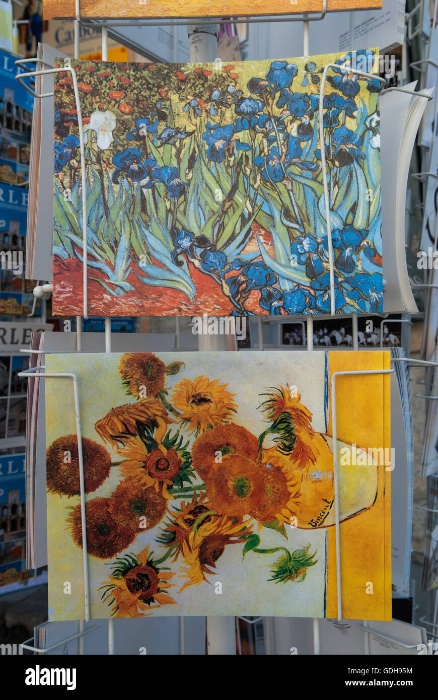 Van Gogh postcards of his paintings Arles France 2016 2000s HOMER SYKES ...