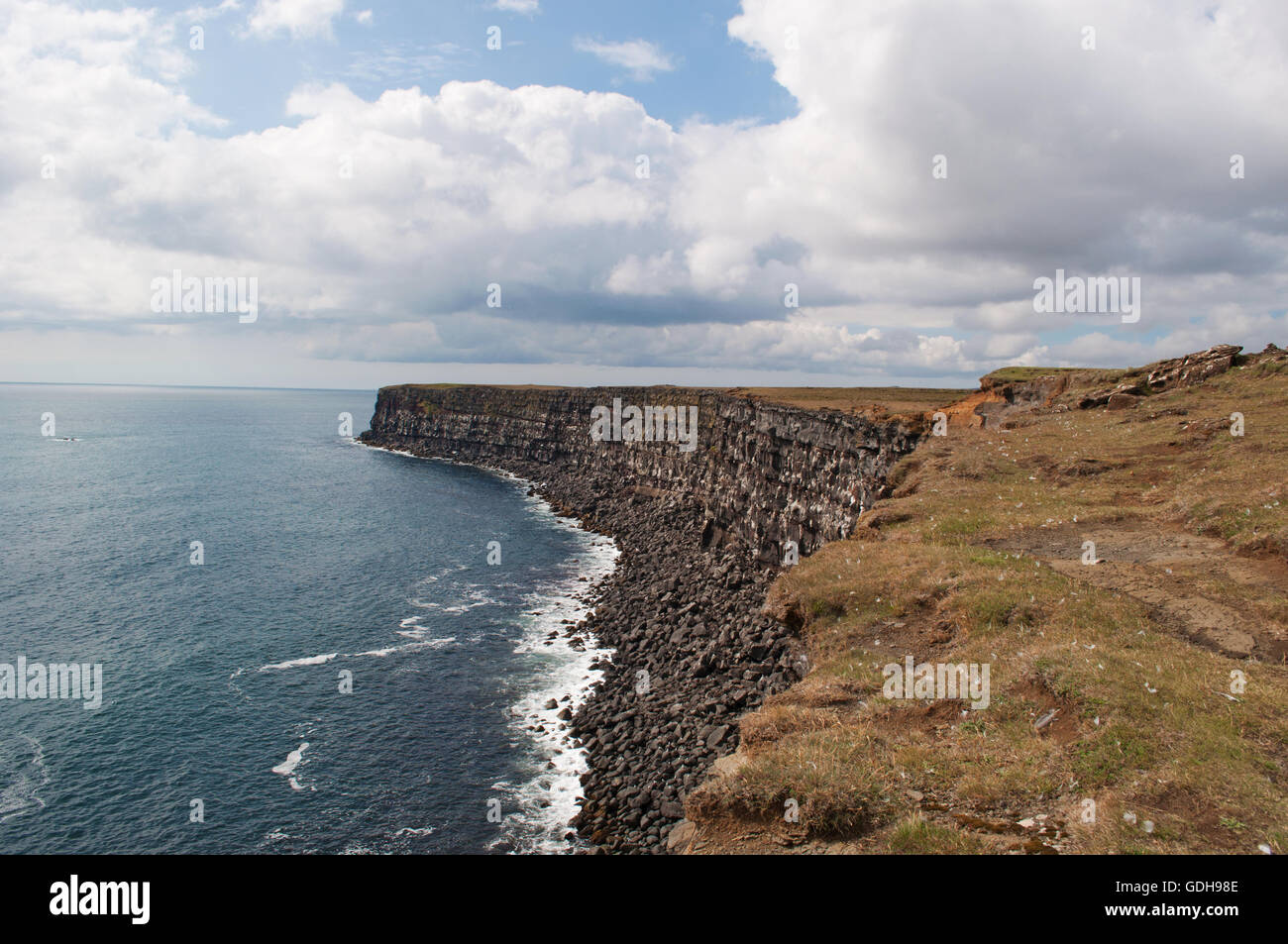 Iceland: the rocks and the black sand of Krysuvikurberg Cliffs, in the ...