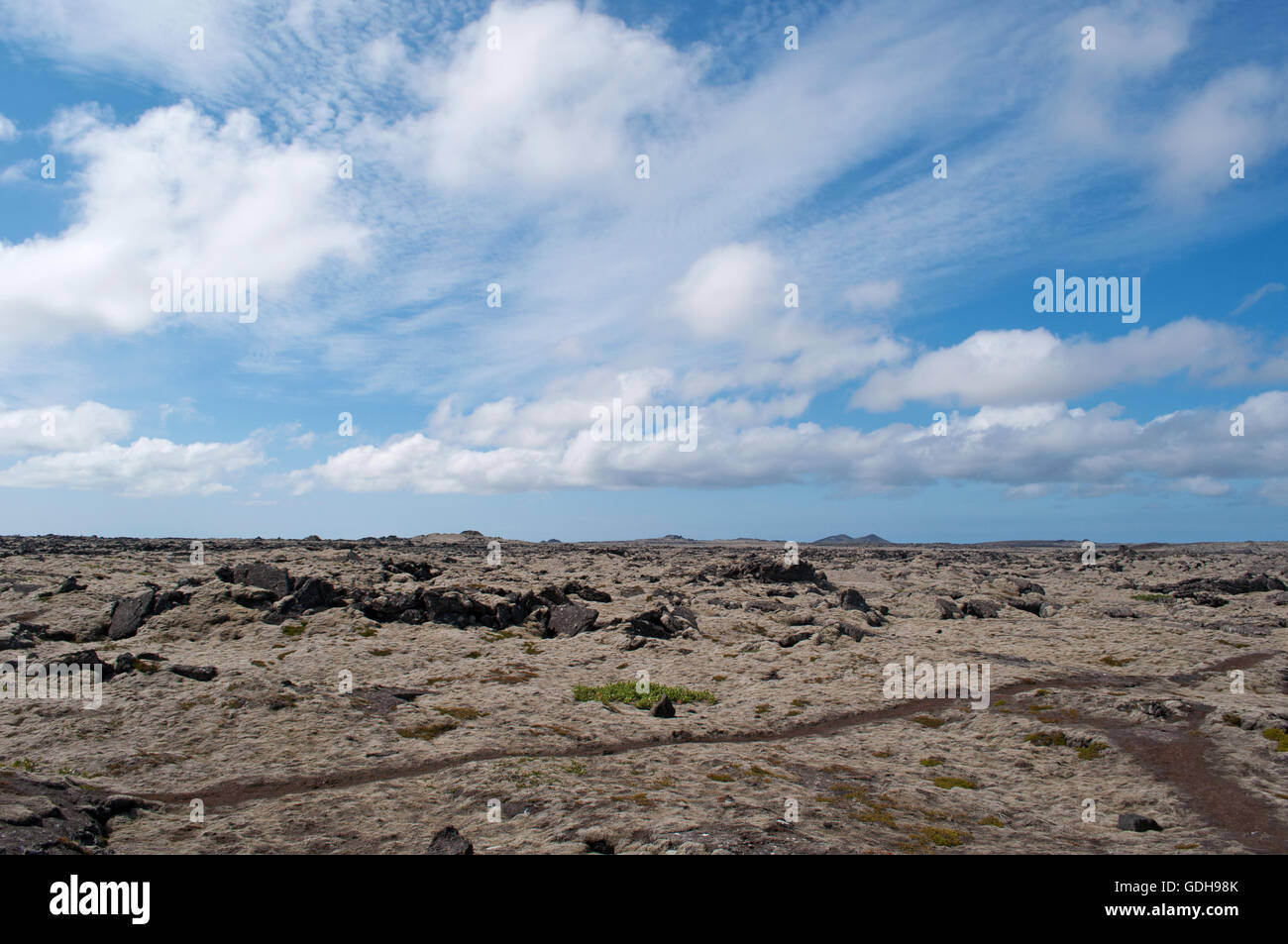 Iceland, Northern Europe: Icelandic landscape with lava fields of black ...