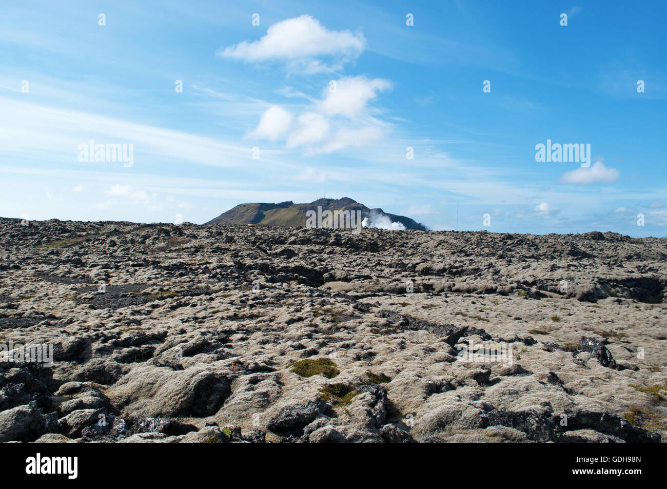 Iceland, Northern Europe: Icelandic landscape with lava fields of black ...