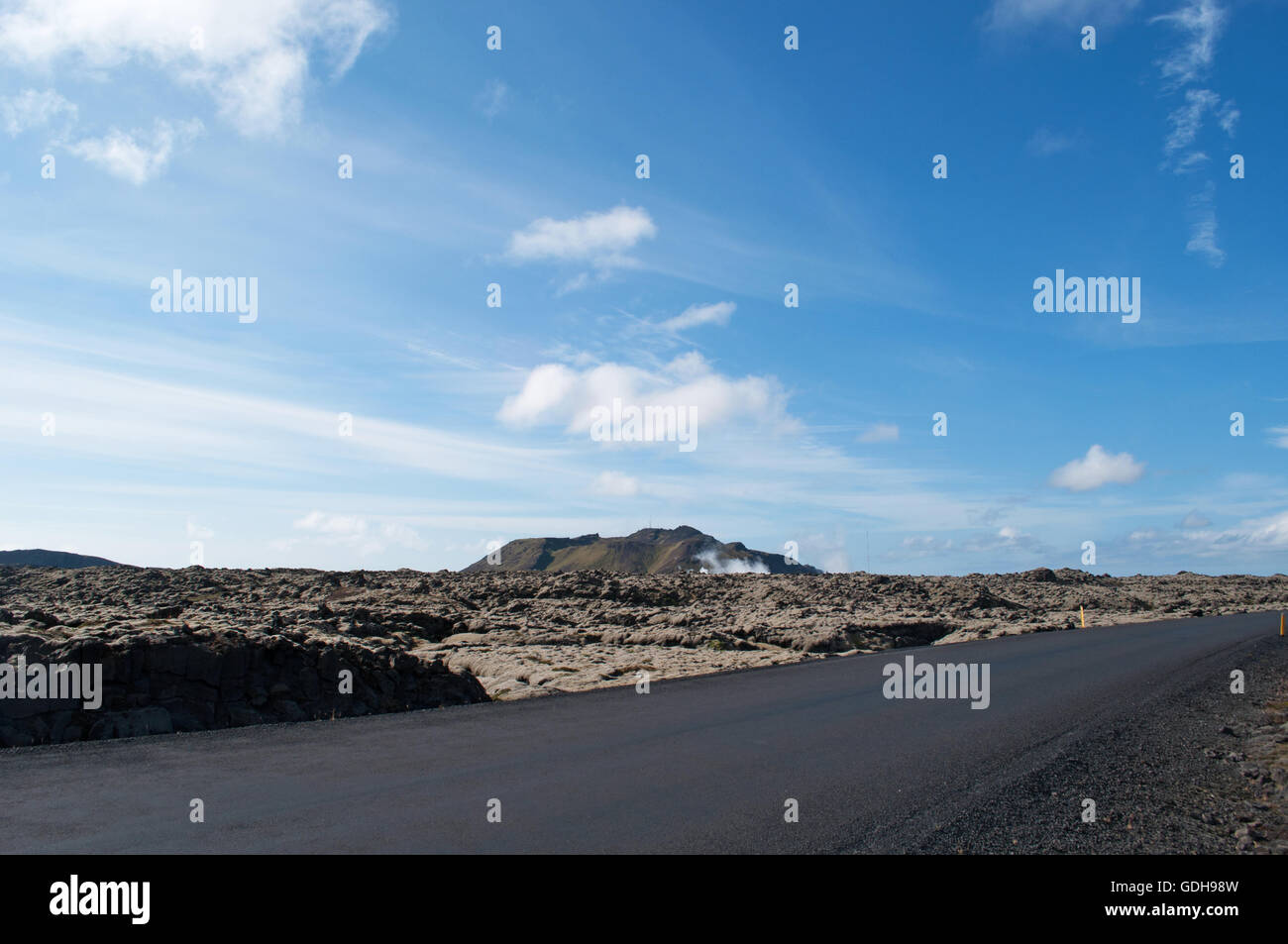 Iceland, Northern Europe: Icelandic landscape with lava fields of black ...