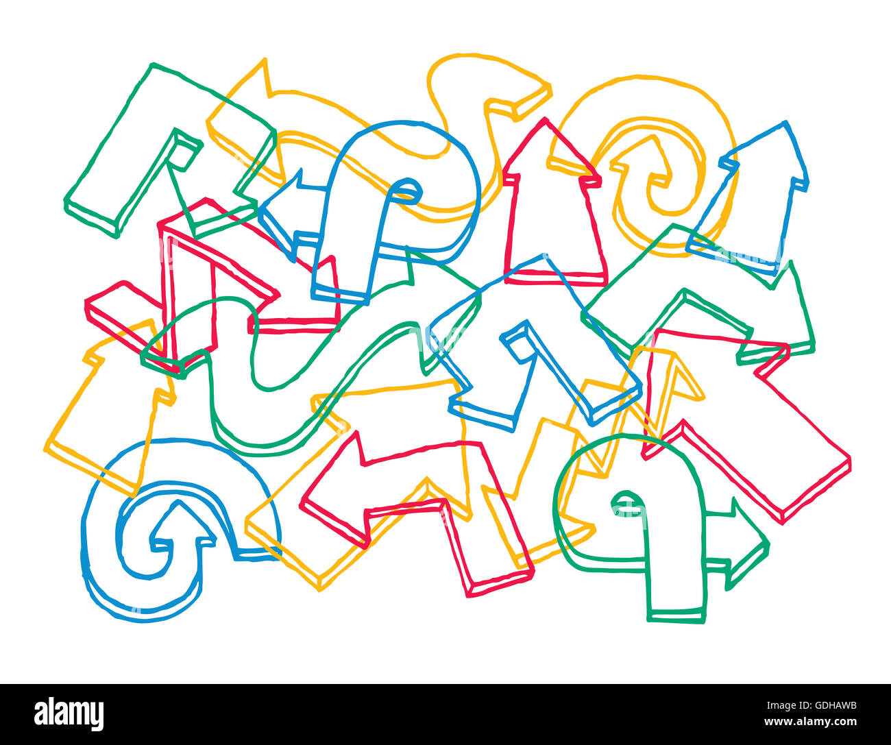 Cartoon illustration background of colorful arrows texture Stock Photo ...