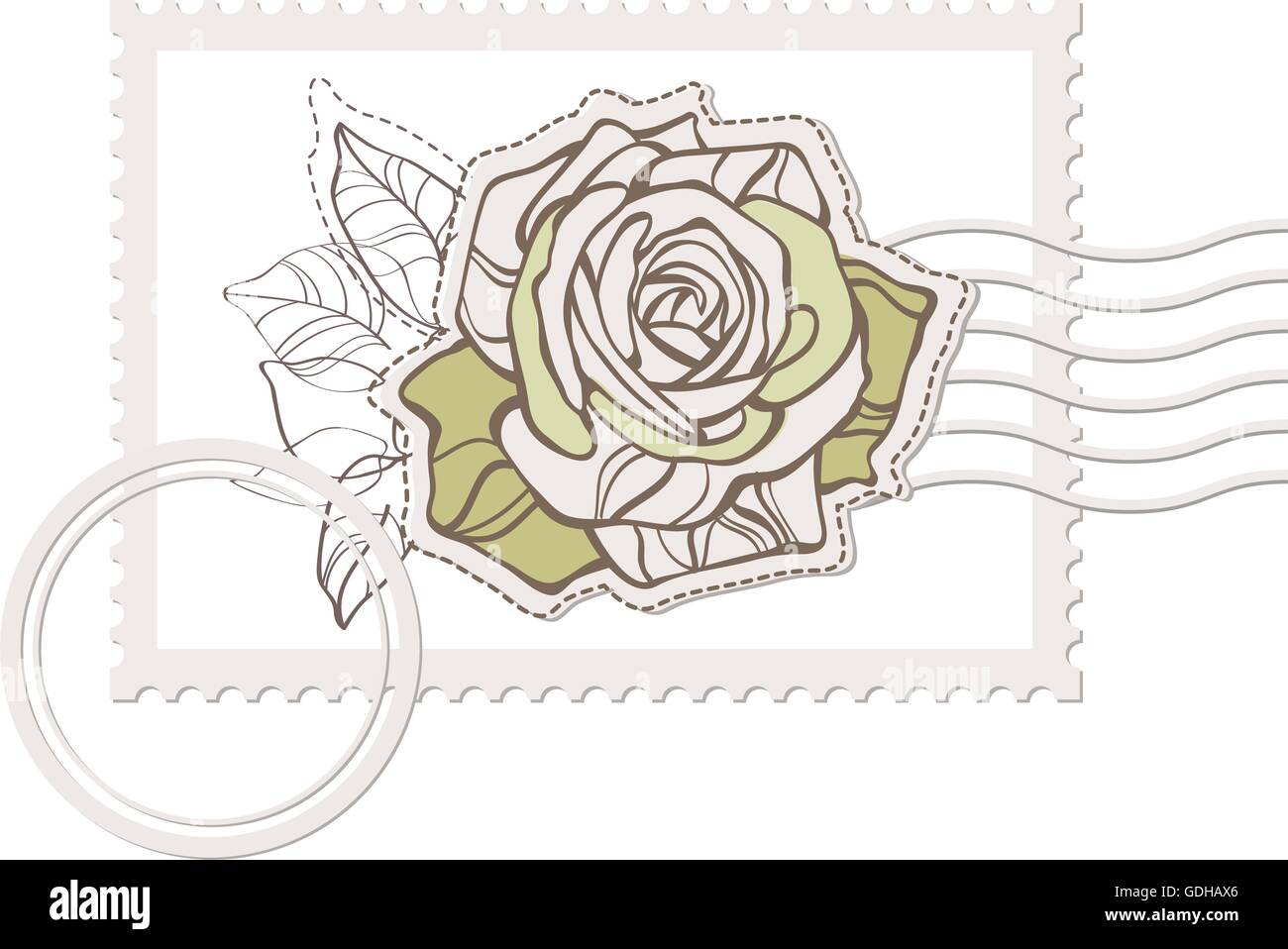 blank post stamp with rose . Vintage style Stock Vector Image & Art - Alamy