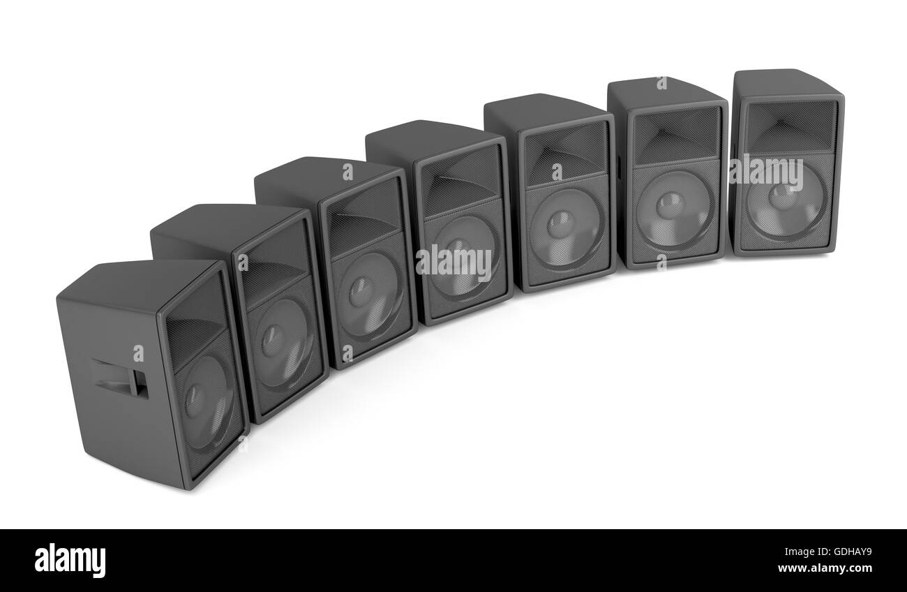 Set of powerful stage speakers on white background Stock Photo - Alamy