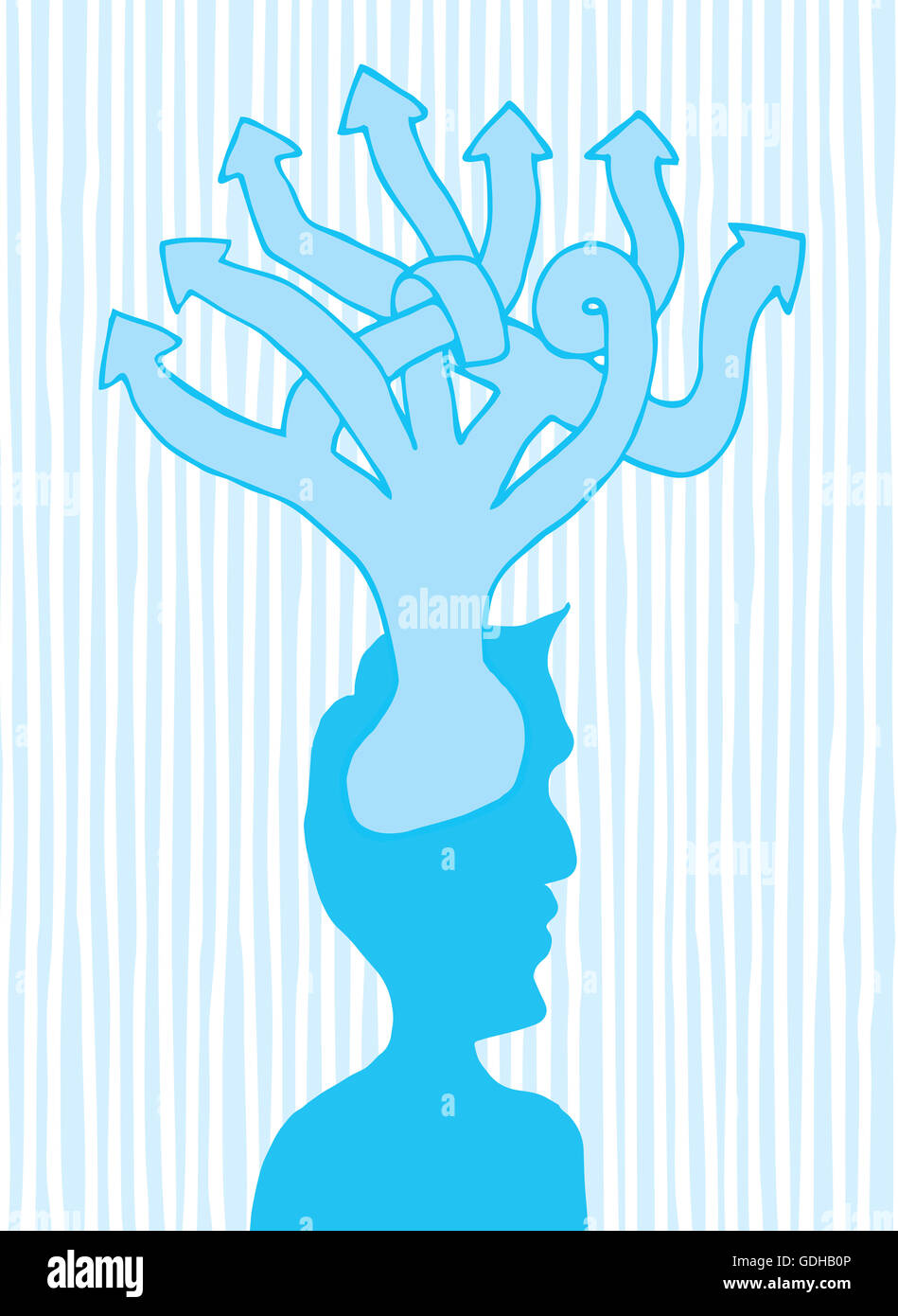 Cartoon illustration of creative thoughts exiting a head or brain Stock ...