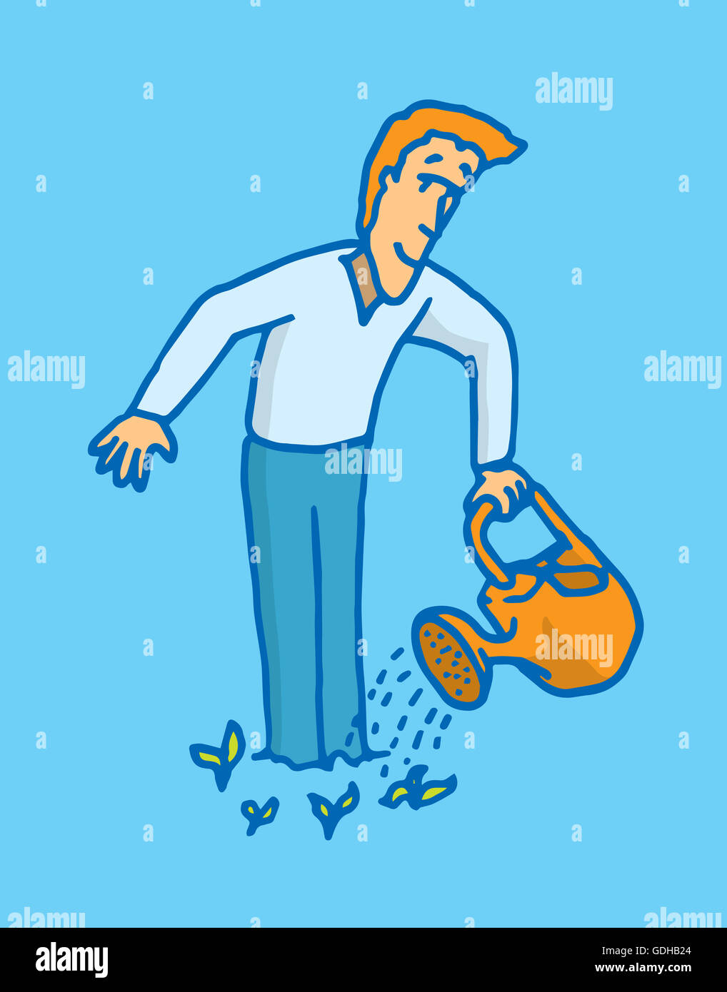 Cartoon illustration of a man showing showing self improvement Stock ...