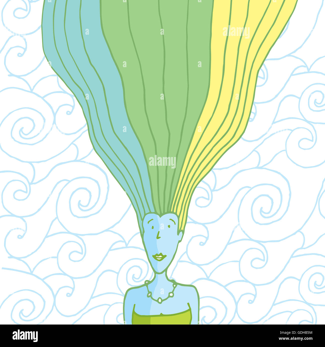 Imaginary woman or mermaid with exotic long hair under the sea Stock ...