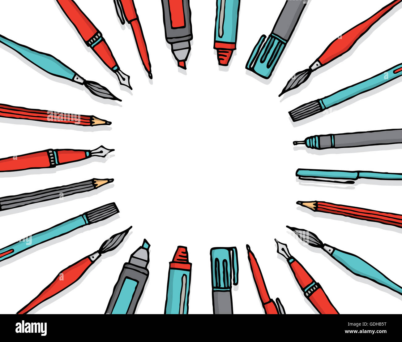 Cartoon illustration of a pen and pencil set Stock Photo - Alamy
