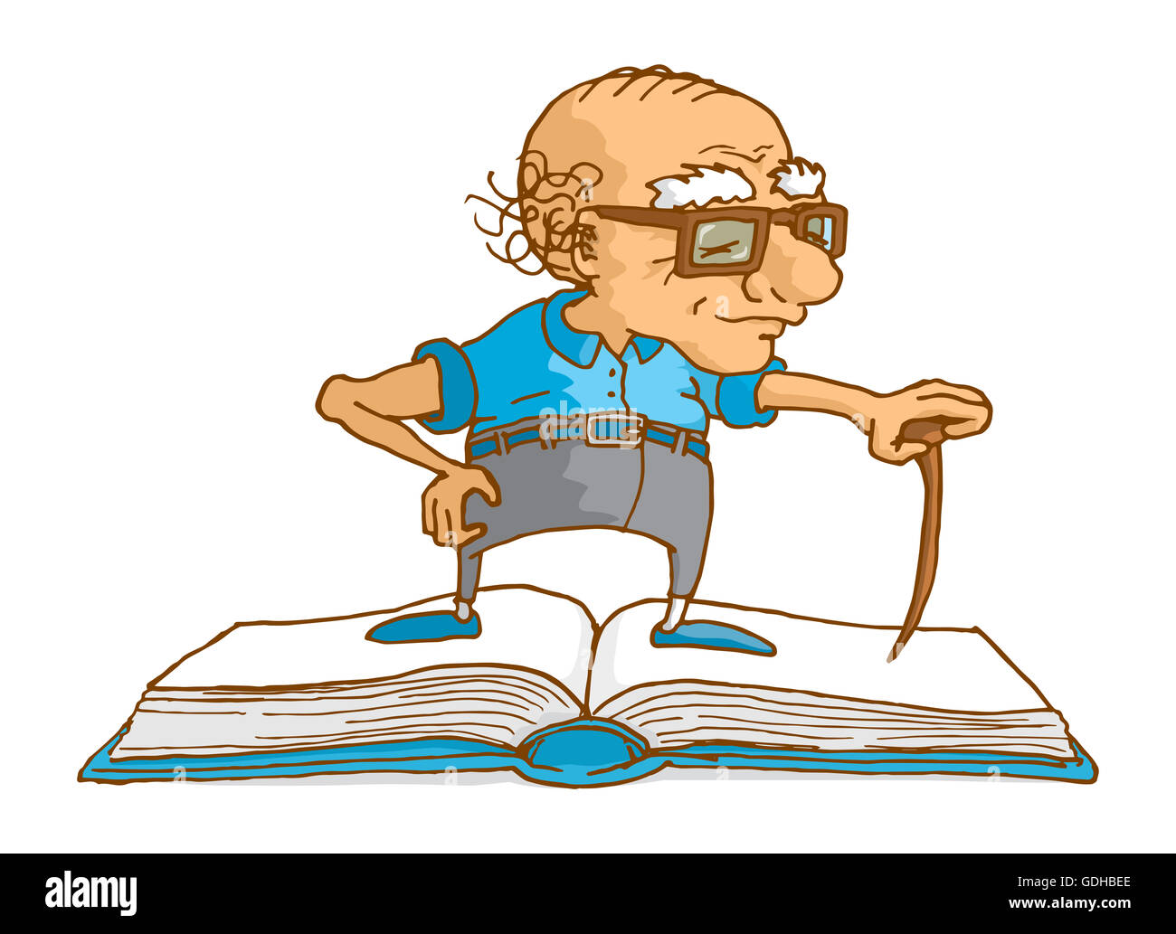 Cartoon illustration of senior man projecting wisdom and knowledge ...